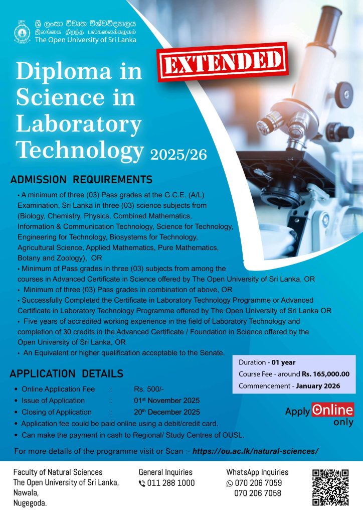 Diploma in Science in Laboratory Technology (DSLT) – The Open ...