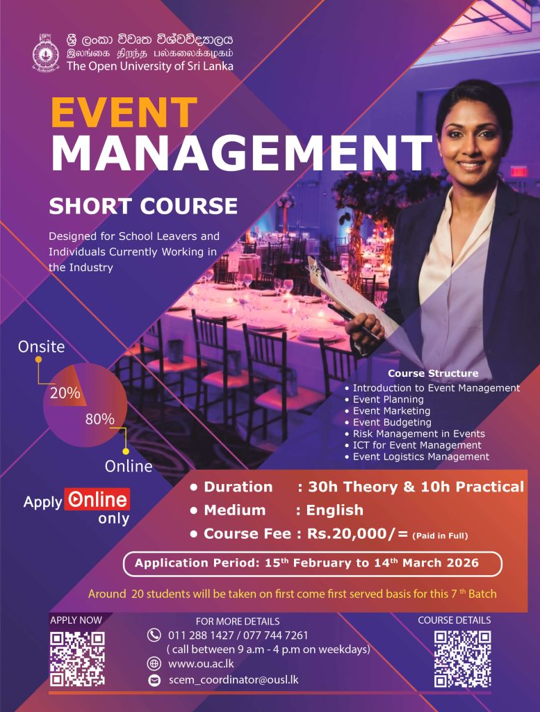 Short Course in Events Management – The Open University of Sri Lanka