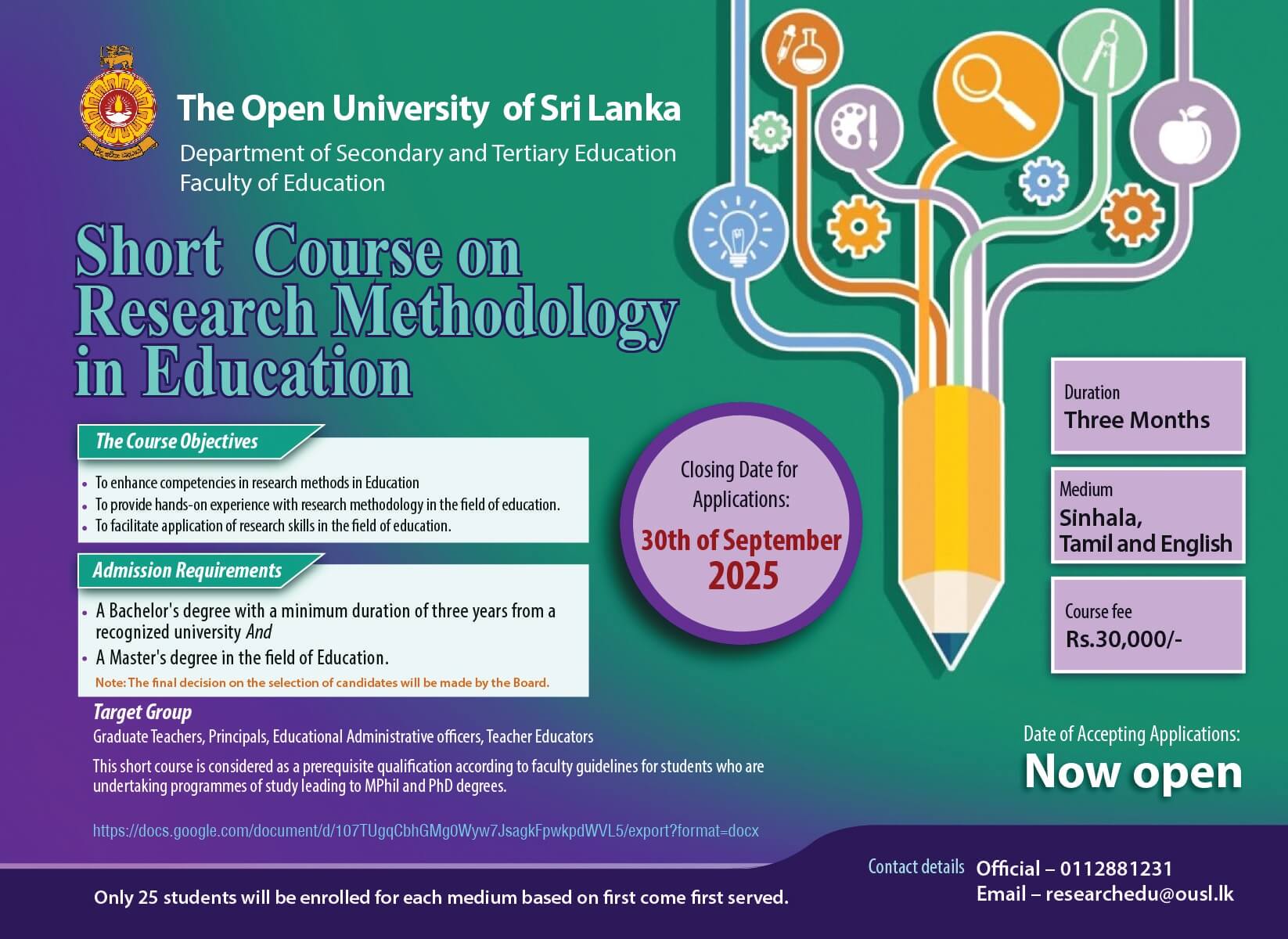 Short Course on Research Methodology in Education – The Open University ...
