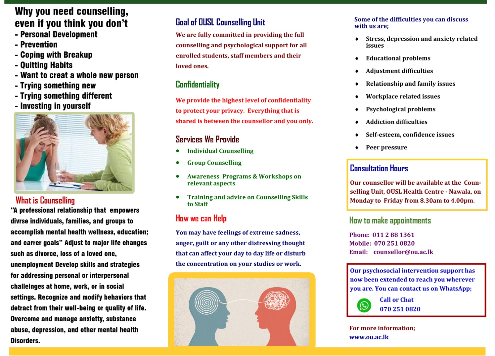 Counselling Unit (Psychology and Counseling) – The Open University of ...